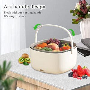 COMUSTER Fruit and Vegetable Washing Machine, Ultrasonic Fruit Washing Unit, Dual Drain Electric Wash Basket Ingredient Purifier for Kitchen Food Washing, 9 * 9 * 5.1 Inch Ipx7 Waterproof(Square)