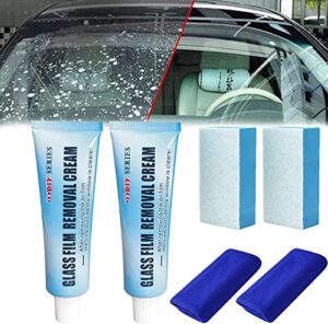 2pcs car glass oil film cleaner, glass film removal cream, car windshield oil film cleaner,glass oil film remover with sponge