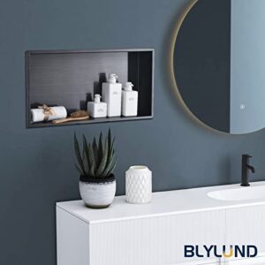 BLYLUND Shower Niche Stainless Steel 12" x 24" NO Tile Needed,Gunmetal Black Wall-inserted Niche Recessed, Recessed Shower Shelf Modern and Elegant Soap Niche for Bathroom