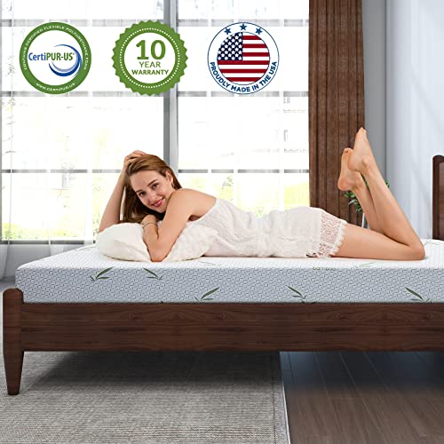 IULULU Twin Mattress, 6 Inch Memory Foam Mattress in a Box, Green Tea Gel Infused Mattresses with Breathable Bamboo Cover for Cool Sleep, Medium Firm Supportive, CertiPUR-US Certified