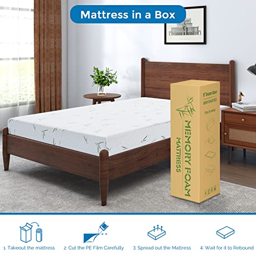 IULULU Twin Mattress, 6 Inch Memory Foam Mattress in a Box, Green Tea Gel Infused Mattresses with Breathable Bamboo Cover for Cool Sleep, Medium Firm Supportive, CertiPUR-US Certified