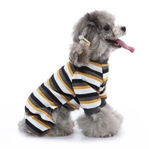 Loyalfurry Dog Pajamas for Small Dogs Pjs Clothes Soft Striped Sleeper Outfit for Pet Doggie Cat Christmas Holiday Wear (Medium, Gray)