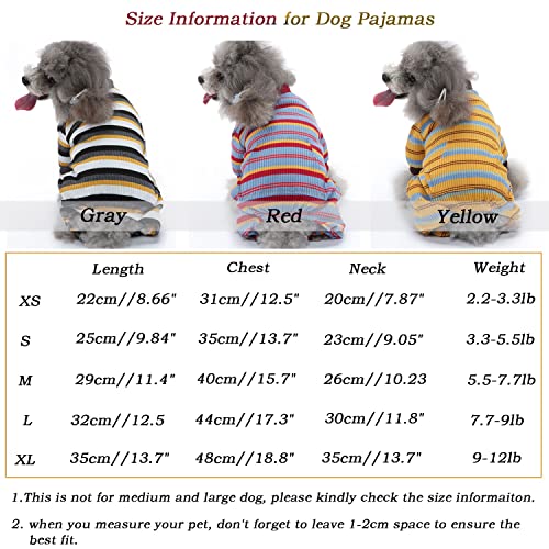 Loyalfurry Dog Pajamas for Small Dogs Pjs Clothes Soft Striped Sleeper Outfit for Pet Doggie Cat Christmas Holiday Wear (Medium, Gray)