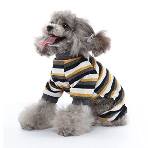 Loyalfurry Dog Pajamas for Small Dogs Pjs Clothes Soft Striped Sleeper Outfit for Pet Doggie Cat Christmas Holiday Wear (Medium, Gray)