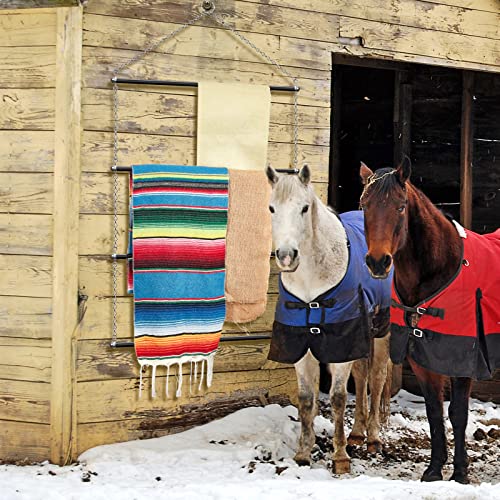 Dunzy Blanket Rack 24.02 x 44.88 Inch Saddle Rack Long Saddle Stand Stall Blanket Bar Horse Trailer Organizer for Western Saddle Blankets Horse Blankets Pads Towels Storage Supplies, Black