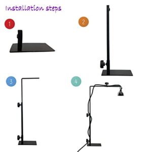 MUYG Reptile Metal Lamp Stand, Height Adjustable 14.17-24.01" Floor Lamps Bracket Reptiles Tank Heating Light Support for Reptile Glass Terrarium Amphibians Terrestrial Invertebrates Vivarium