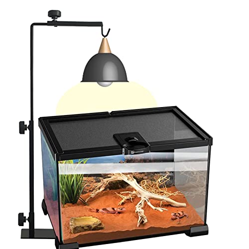 MUYG Reptile Metal Lamp Stand, Height Adjustable 14.17-24.01" Floor Lamps Bracket Reptiles Tank Heating Light Support for Reptile Glass Terrarium Amphibians Terrestrial Invertebrates Vivarium