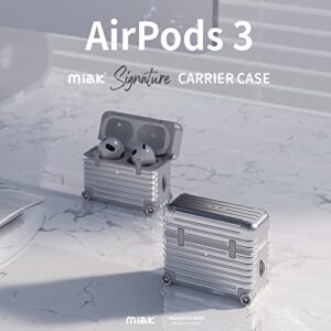 miak AirPods 3 Case Cover, Protective Cover with Keychain ONLY for Apple AirPods 3rd Generation, Supports Wireless Charging, Silver