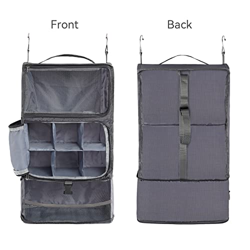 Surblue Hanging Travel Shelves Compression Packing Cube for Carry-on Luggage Suitcase Collapsible with Extension Layer Large Capacity, Grey, XL