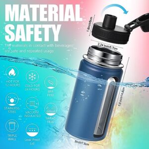 8 Pieces 14 oz Kids Water Bottles, Stainless Steel Triple Wall Vacuum Insulated Wide Mouth Flasks with Wide Handle, Leak Proof Tumbler Travel Cups for Girls Boys School