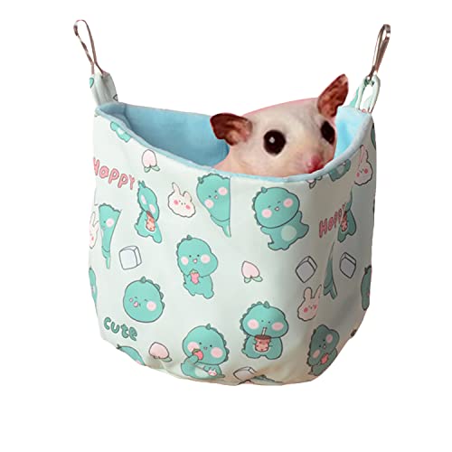 MuYaoPet Cute Sugar Gliders Ferret Hammock Bed Pouch Swing Toys Small Animal Hanging Bed Hideout Hut Sack for Gerbil Rat Guinea Pig Squirrel Sugar Gliders Cage Accessories (Blue)