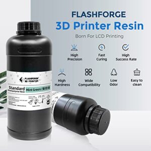 FLASHFORGE 3D Printer Resin 1kg(2.2lbs), LCD UV-Fast-Curing Resin 405nm Standard Photopolymer Resin for LCD Resin 3D Printer, Low Shrinkage and High Precision (Mint Green, 1000G)