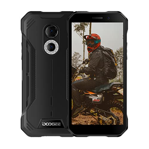 DOOGEE S51 Rugged Smartphone Unlocked, Android 12 4GB+64GB Waterproof Cell Phone, 12MP + 8MP AI Camera, 6.0" HD+ Screen 5180mAh Battery Dual SIM 4G Global Unlocked Rugged Phone NFC GPS OTG FM, Black