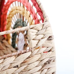 YRMT Wicker Storage Basket Water Hyacinth Woven Basket for Shelves Pantry Rainbow Decoration Semicircle Storage Basket with Built-in Handle Small Natural 9.1" x 7.5" x 7.5"