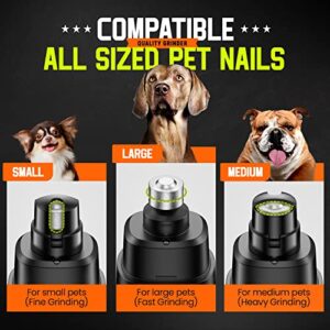 LOPSIC Dog Nail Grinder with 2 LED Lights, 2-Speed Powerful Rechargeable Dog Nail Trimmers and Clipper Kit Ultra Quiet Painless Dog Nail Clipper for Small Large Dogs Cats Claw Care,2 Grinding Wheels