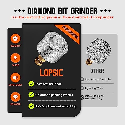 LOPSIC Dog Nail Grinder with 2 LED Lights, 2-Speed Powerful Rechargeable Dog Nail Trimmers and Clipper Kit Ultra Quiet Painless Dog Nail Clipper for Small Large Dogs Cats Claw Care,2 Grinding Wheels