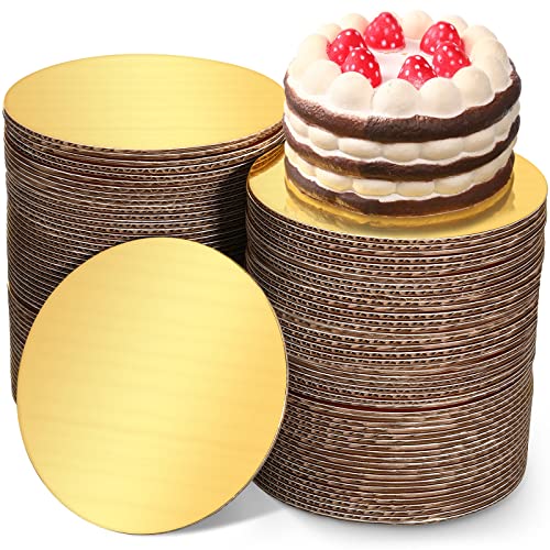 100 Pack Round Cake Boards 6'' Gold Circle Cake Base Cardboard Cake Rounds Grease Proof Disposable Cardboard for Baking Cake Pizza