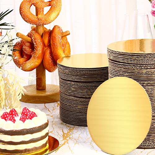 100 Pack Round Cake Boards 6'' Gold Circle Cake Base Cardboard Cake Rounds Grease Proof Disposable Cardboard for Baking Cake Pizza