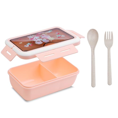 G-Ahora Versatile 2-Compartment Me-lody Bento Boxes, Me-lody Lunch Box, Leak-Proof Lunchbox Bento Box with Utensil Set for Dining Out, Work, Picnic (LBOX Me)