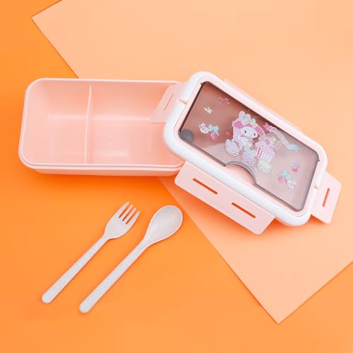 G-Ahora Versatile 2-Compartment Me-lody Bento Boxes, Me-lody Lunch Box, Leak-Proof Lunchbox Bento Box with Utensil Set for Dining Out, Work, Picnic (LBOX Me)