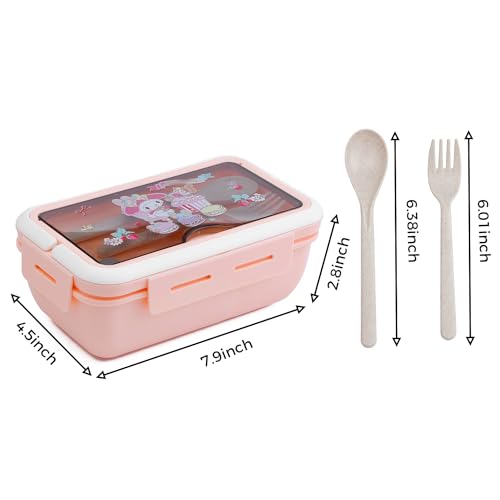 G-Ahora Versatile 2-Compartment Me-lody Bento Boxes, Me-lody Lunch Box, Leak-Proof Lunchbox Bento Box with Utensil Set for Dining Out, Work, Picnic (LBOX Me)