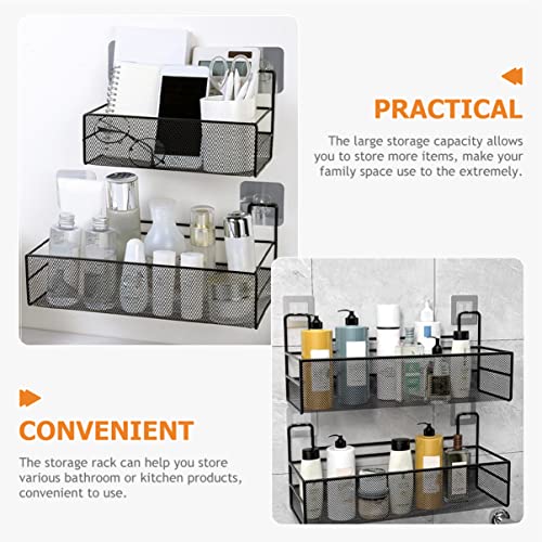 DOITOOL Kitchen Wall Floating Home Shower Shelves Storage Basket Shampoo Toiletries Wire Room Mounted Metal Office Conditioner Bedroom Mesh cm for Versatile Bathroom Living Drilling and