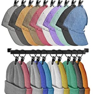 yeavs Hat Rack for Wall Baseball Cap Set of 2, Metal Hat Hanger with Hooks, Wall Mount Cowboy Hat Storage Display Sock Scarf Organizer for Door Closet Entryway Bedroom