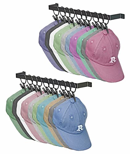 yeavs Hat Rack for Wall Baseball Cap Set of 2, Metal Hat Hanger with Hooks, Wall Mount Cowboy Hat Storage Display Sock Scarf Organizer for Door Closet Entryway Bedroom