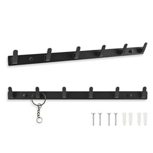 potaosey 2-pack black wall coat rack, wall mounted coat rack with 6 hook,modern style coat rack wall mounted,metal coat hooks rail for coat hat key bathroom bedroom hotel entryway