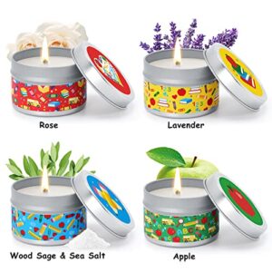 Tuitessine Scented Candle Gifts for Teachers, Teacher Appreciation Aromatherapy Candles for Home Natural Soy Wax Fragrance Candle for Women Thank You Teacher Back to School Gifts 4 Packs 4.4 oz