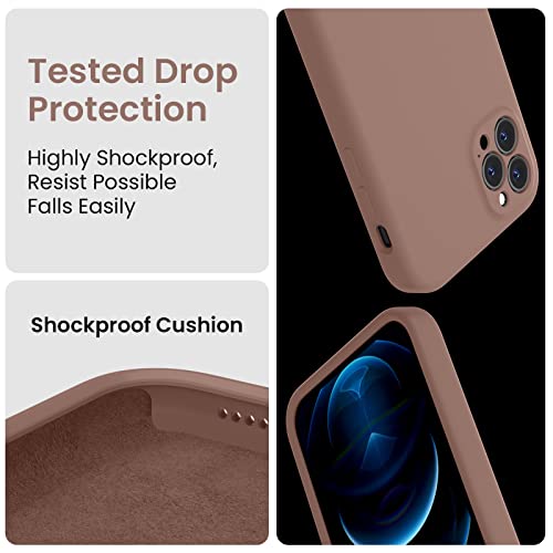 FireNova for iPhone 14 Pro Max Case, Silicone Upgraded [Camera Protection] Case with [2 Screen Protectors], Soft Anti-Scratch Microfiber Lining Inside, 6.7 inch, Light Brown