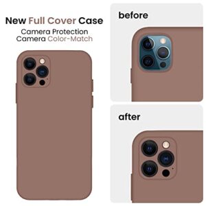 FireNova for iPhone 14 Pro Max Case, Silicone Upgraded [Camera Protection] Case with [2 Screen Protectors], Soft Anti-Scratch Microfiber Lining Inside, 6.7 inch, Light Brown