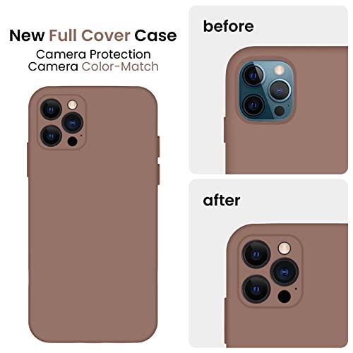 FireNova for iPhone 14 Pro Max Case, Silicone Upgraded [Camera Protection] Case with [2 Screen Protectors], Soft Anti-Scratch Microfiber Lining Inside, 6.7 inch, Light Brown