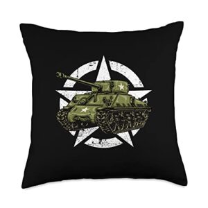 tanks of world war ii a sherman m4 tank m4 sherman world war 2 army vintage tank a military boy throw pillow, 18x18, multicolor