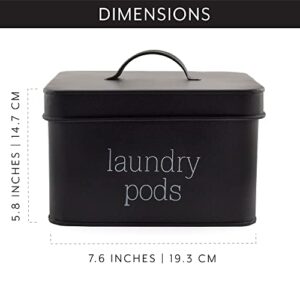 AuldHome Enamelware Laundry Pod Holder (Black), Modern Farmhouse Laundry Pod Storage Container