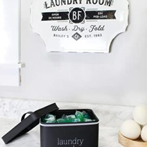 AuldHome Enamelware Laundry Pod Holder (Black), Modern Farmhouse Laundry Pod Storage Container