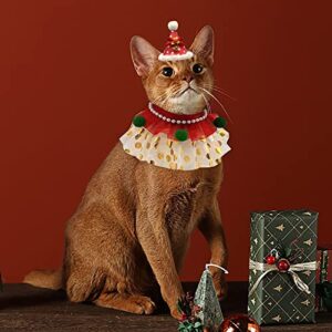 Heureppy Christmas Dog Costume Collar Red Dress Hat Accessories Adjustable Cats Clothes Set, Cloak for Dogs Animal Party Supplies, M Size