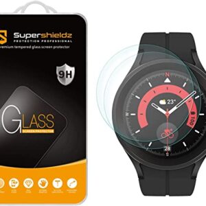 Supershieldz (2 Pack) Designed for Samsung Galaxy Watch 5 Pro (45mm) Tempered Glass Screen Protector, 0.33mm, Anti Scratch, Bubble Free