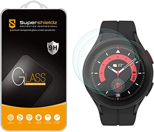 Supershieldz (2 Pack) Designed for Samsung Galaxy Watch 5 Pro (45mm) Tempered Glass Screen Protector, 0.33mm, Anti Scratch, Bubble Free