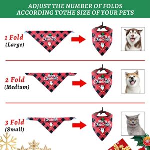 Christmas Dog Collars and Bandanas and Pet Hair Remover Glove Xmas Classic Plaid Snowflake Dog Neck Tie Triangle Bib Scarf Kerchief Adjustable Pet Bow Tie Birthday Dog Bandanas for Small Medium Dogs