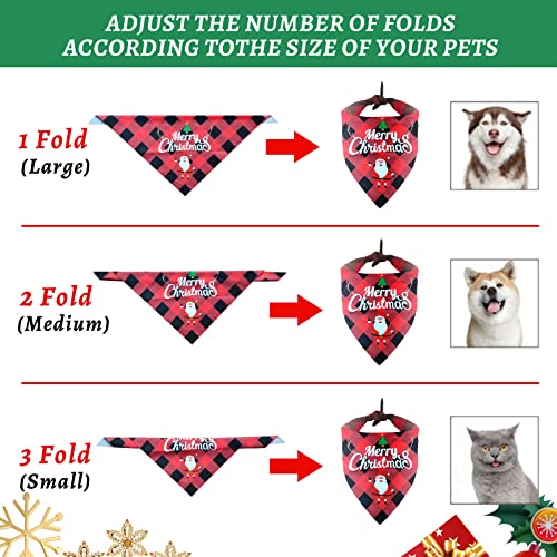 Christmas Dog Collars and Bandanas and Pet Hair Remover Glove Xmas Classic Plaid Snowflake Dog Neck Tie Triangle Bib Scarf Kerchief Adjustable Pet Bow Tie Birthday Dog Bandanas for Small Medium Dogs