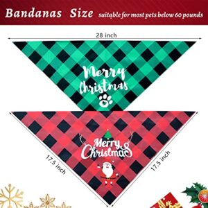 Christmas Dog Collars and Bandanas and Pet Hair Remover Glove Xmas Classic Plaid Snowflake Dog Neck Tie Triangle Bib Scarf Kerchief Adjustable Pet Bow Tie Birthday Dog Bandanas for Small Medium Dogs