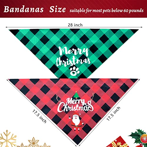 Christmas Dog Collars and Bandanas and Pet Hair Remover Glove Xmas Classic Plaid Snowflake Dog Neck Tie Triangle Bib Scarf Kerchief Adjustable Pet Bow Tie Birthday Dog Bandanas for Small Medium Dogs