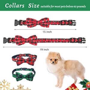 Christmas Dog Collars and Bandanas and Pet Hair Remover Glove Xmas Classic Plaid Snowflake Dog Neck Tie Triangle Bib Scarf Kerchief Adjustable Pet Bow Tie Birthday Dog Bandanas for Small Medium Dogs