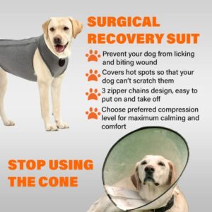 NeoAlly Upgraded Dog Surgical Recovery Suit Cone Alternative Onesie Post Surgery Wear Protects Abdominal Wounds and Skin Anti Licking, Aids Hot Spots, and Provides Anti Anxiety Relief - L