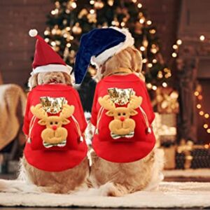 Christmas Dog Costume Sweater Christmas Dog Red Suit with Elk Bag Accessories Christmas Adjustable Cats Costume Clothes, Christmas Costume Cloth for Cats Dogs Animal Christmas Party Supplies, M Size