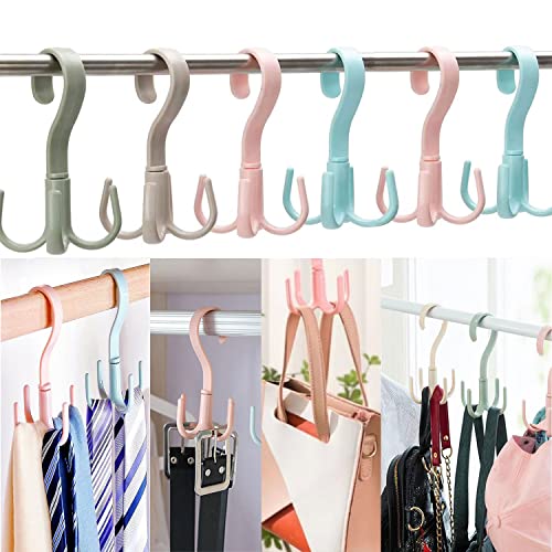 6 PCS Belt Hanger for Closet Purse Bag Scarf Organizer for Closet Organizer Hook Tie and Belt Hanger Rack in Wardrobe Bag Hook Coat Hanger Hook Rotatable Plastic Hangers,Purse Holder for Closet…