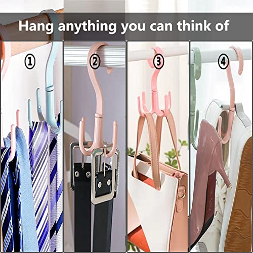 6 PCS Belt Hanger for Closet Purse Bag Scarf Organizer for Closet Organizer Hook Tie and Belt Hanger Rack in Wardrobe Bag Hook Coat Hanger Hook Rotatable Plastic Hangers,Purse Holder for Closet…