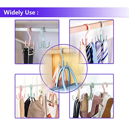 6 PCS Belt Hanger for Closet Purse Bag Scarf Organizer for Closet Organizer Hook Tie and Belt Hanger Rack in Wardrobe Bag Hook Coat Hanger Hook Rotatable Plastic Hangers,Purse Holder for Closet…