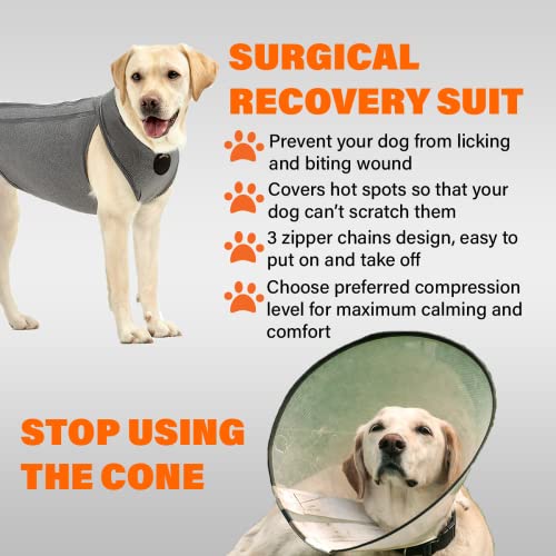 NeoAlly Upgraded Dog Surgical Recovery Suit Cone Alternative Onesie Post Surgery Wear Protects Abdominal Wounds and Skin Anti Licking, Aids Hot Spots, and Provides Anti Anxiety Relief - XL